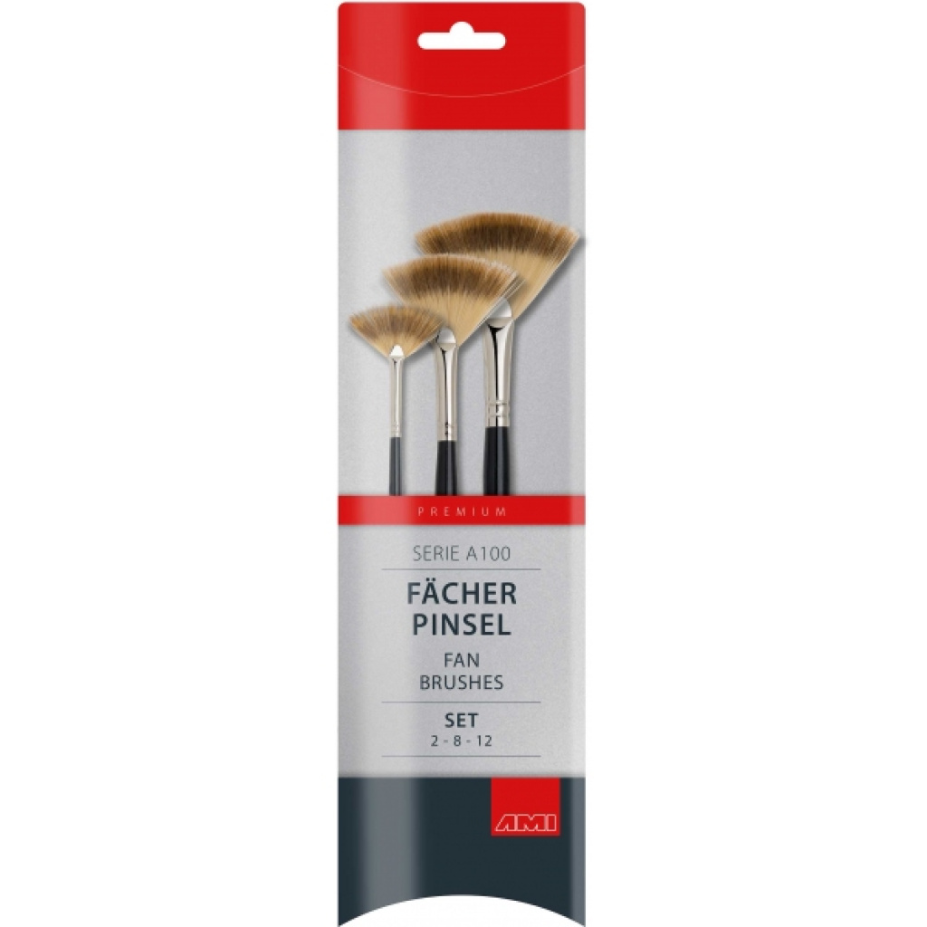 Fan Brushes Set 1 serie A 100 size 2-8-12 – Foxy Studio